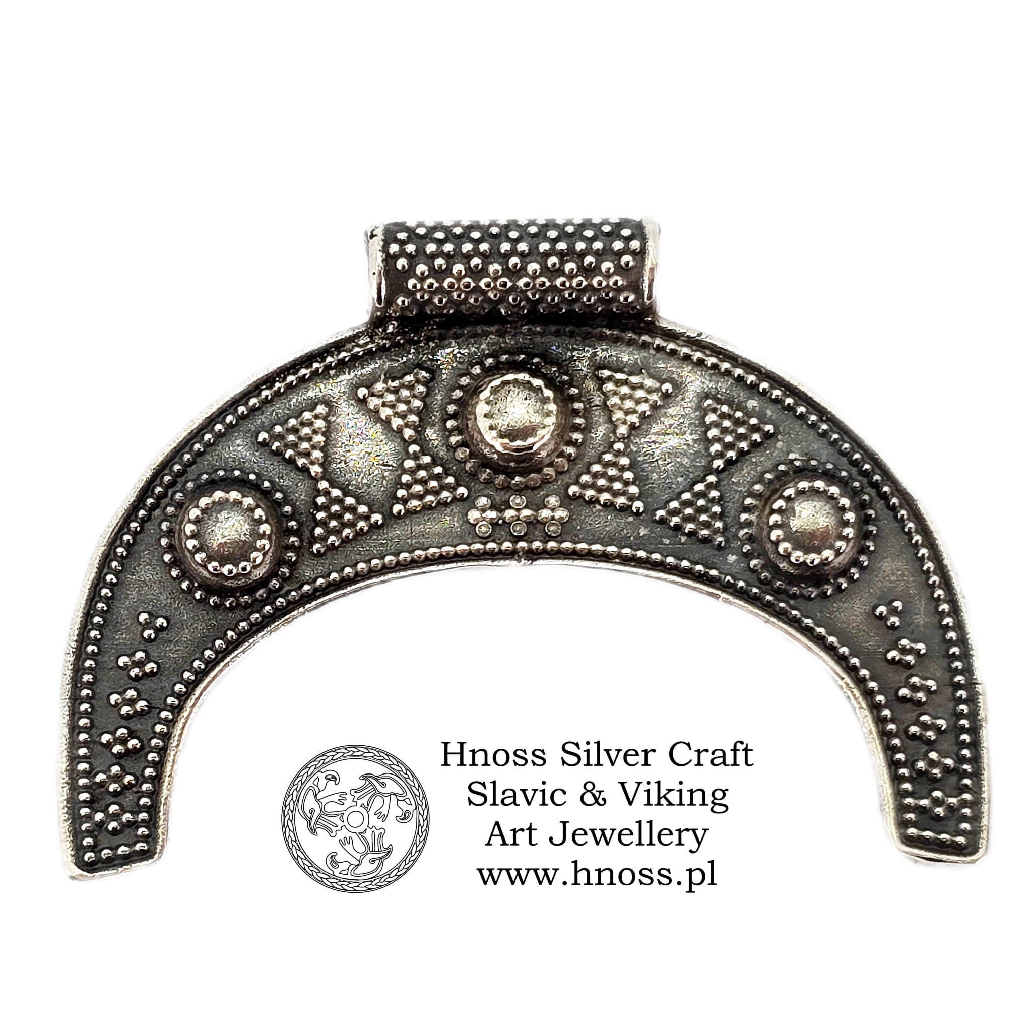 Lunula Reko srebrny amulet wisior - Leszno, Polska X-XI A. D. HNOSS ...